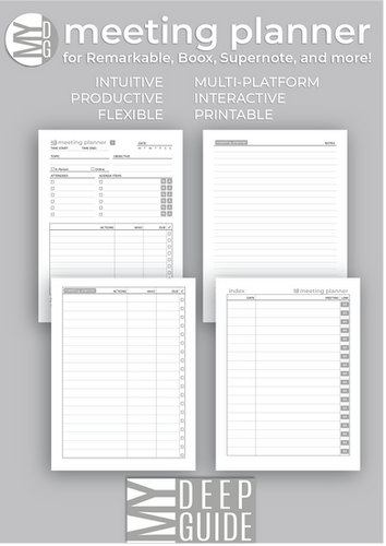 MDG Meeting Planner (for Remarkable, Supernote, Boox, and more!) | My ...