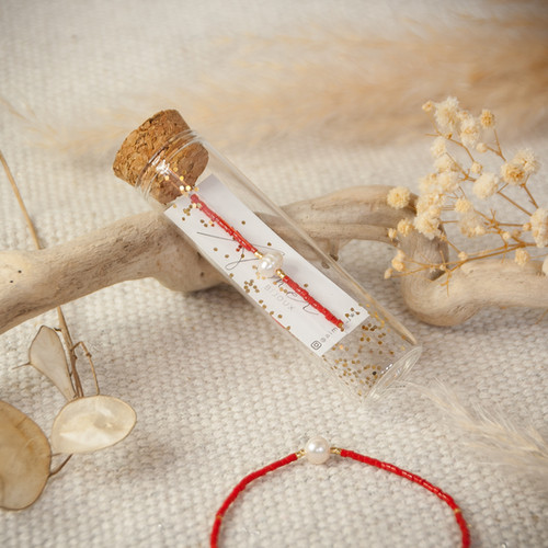 MAXINE - BRACELET ROUGE PERLE D'EAU DOUCE | Gris Groseille Shop