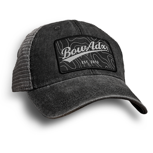 Unstructured Black with Black Topo Patch Bowhunting Cap | BOWADX