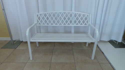 White Metal Garden Bench | All Needz Rental