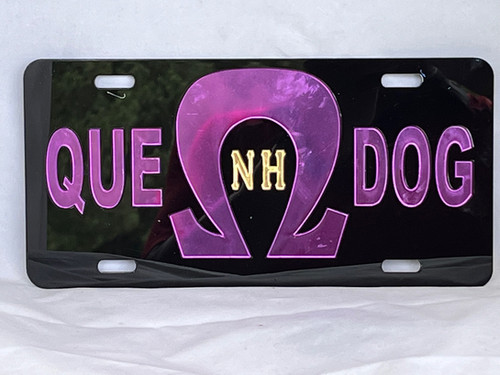OMEGA QUE NH DOG BLACK PURPLE LETTERS | Quality Laser Design