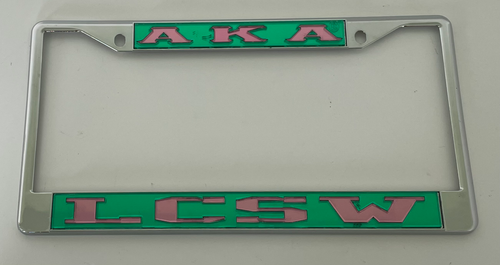 AKA LCSW Frame- Green Background Pink Letters | Quality Laser Design