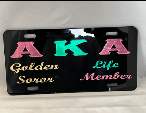 AKA Golden Soror Life Member License Plate | Quality Laser Design