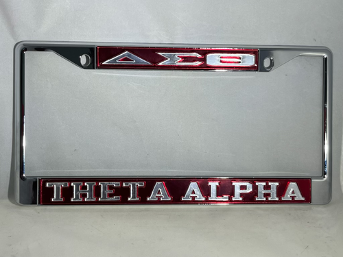DST Theta Alpha License Frame- Red Background Mirror Letters | Quality ...