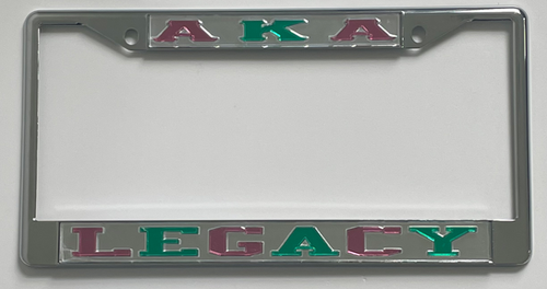 AKA Legacy License Frame- Mirror Background Pink & Green Letters ...
