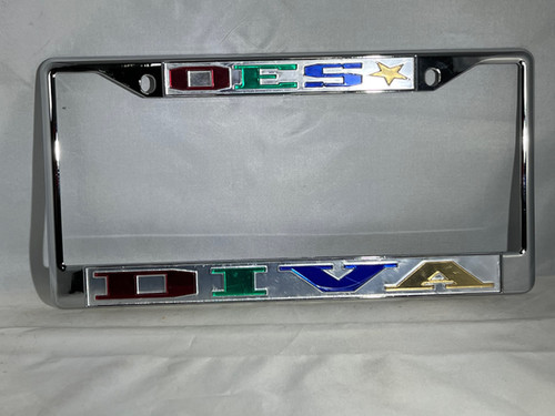 OES Diva License Frame Mirror Background- Red Blue Green Letters ...