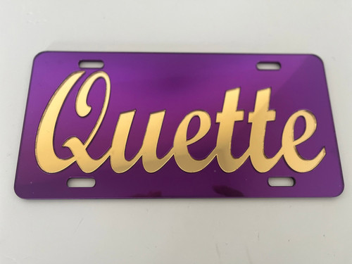 QUETTE Tag- Purple Background Gold Letters | Quality Laser Design