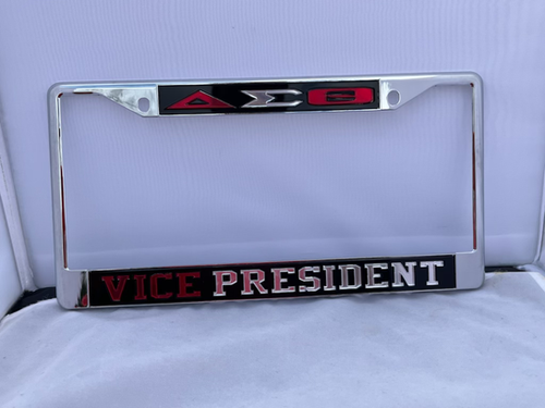 DST Vice President License Frame- Black Background Red&Mirror Letters ...