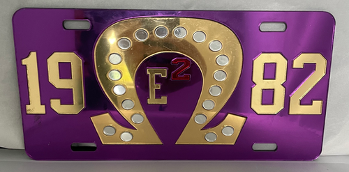 1982 Omega Symbol E2 Tag- Purple Background Gold Letters Red 2 ...