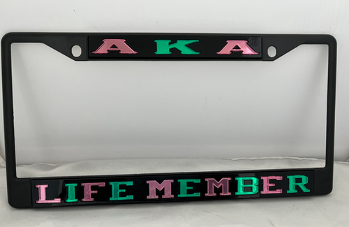 AKA Life Member Black Frame- Blk Background Pink & Green Letters ...