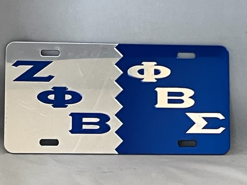 ZPB/PBS Split License Plate- Mirror Bckgrnd Blue Ltrs Blue Bckgrnd ...
