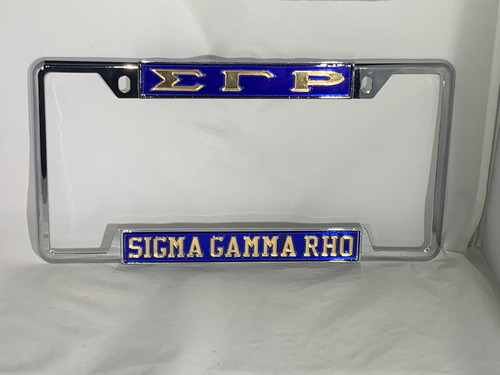 SGRHO Sigma Gamma Rho Decal License Frame- Blue Background Gold Letters ...