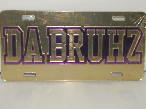 OPP DA BRUHZ License Plate- Gold Background & Letters Purple Outlining ...