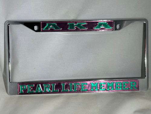 AKA Pearl Life Member License Frame- Pink Background Green Letters ...