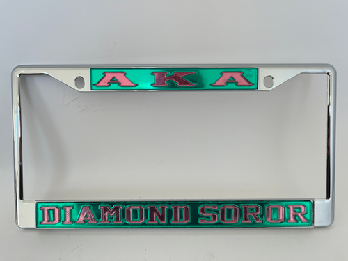 AKA Diamond Soror Frame- Green Background Pink Letters | Quality Laser ...