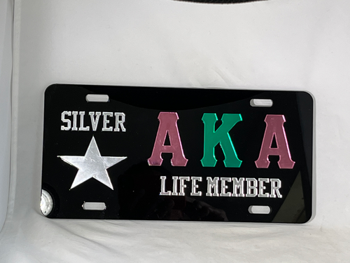 AKA Life Member Silver Star w/ Star License Plate | Quality Laser Design
