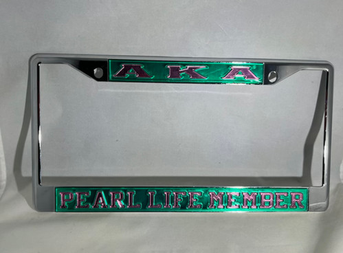 AKA Pearl Life Member License Frame- Green Background Pink Letters ...