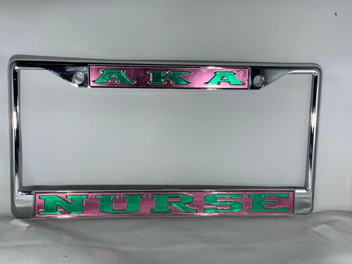 AKA Nurse License Frame- Pink Background Green Letters | Quality Laser ...