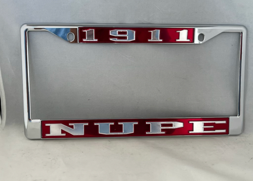 1911 Nupe License Frame- Red Background Mirror Letters | Quality Laser ...