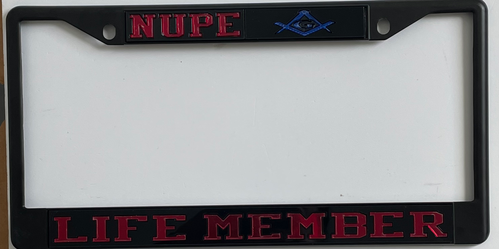 Nupe/Mason Symbol Life Member Blk Split Frame- Blk Bckgrnd Red Ltrs ...