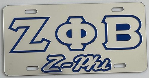 ZPB Z-Phi License Plate- Mirror Background Blue Outline | Quality Laser ...