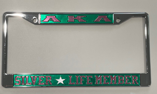 AKA Silver Star Symbol Life Member Frame- Green Background Pink Letters ...