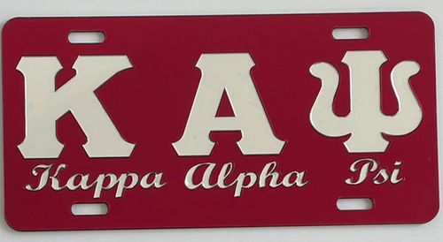 KAP Kapp Alpha Psi License Plate- Red Background Mirror Letters ...