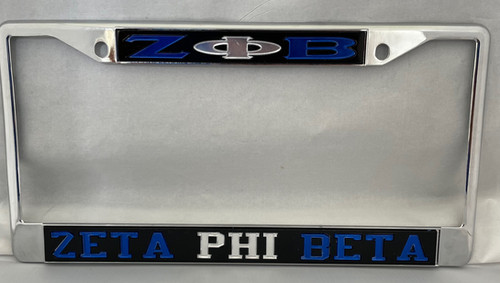 ZPB Zeta Phi Beta Frame- Blk Background Blue Mirror Blue Letters ...