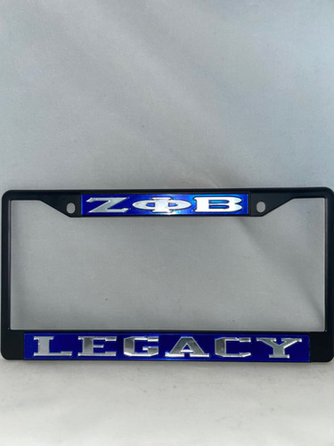 ZPB Legacy Black License Frame- Blue Letters Mirror Background ...