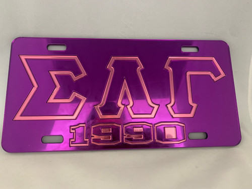 SLG 1990 License Plate- Purple Background Pink Letters | Quality Laser ...