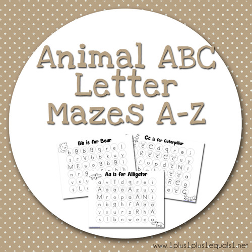 Animal ABC Letter Mazes | 1+1+1=1 SHOP