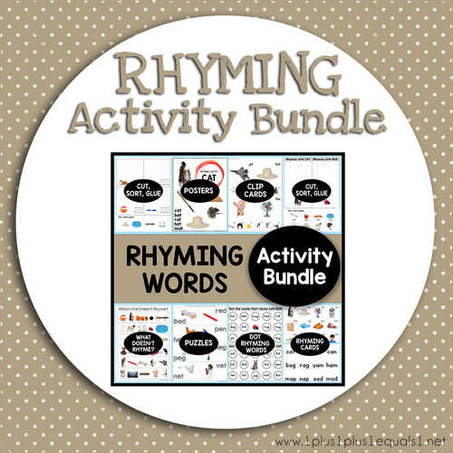 Rhyming Words Activity Bundle | 1+1+1=1 SHOP