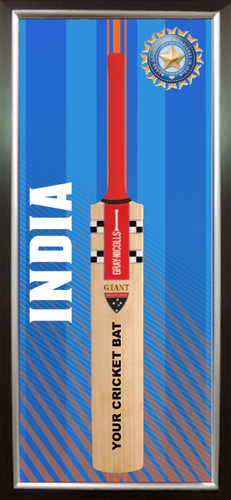 India Cricket Team Full size Cricket Bat Display Case | Sports Framing