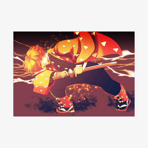 Thunder Breathing First Form Zenitsu Agatsuma Poster - Demon Slayer ...