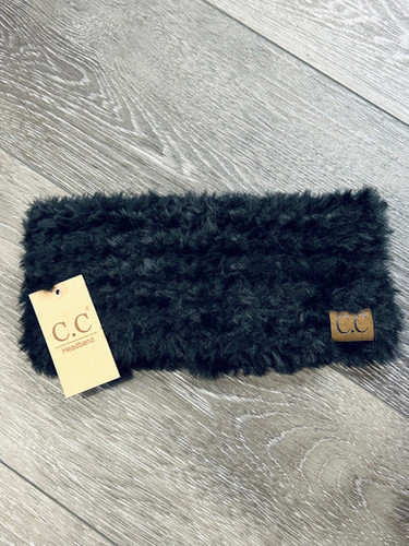 CC Black Faux Fur Head Wrap | Sugarbabes Boutique