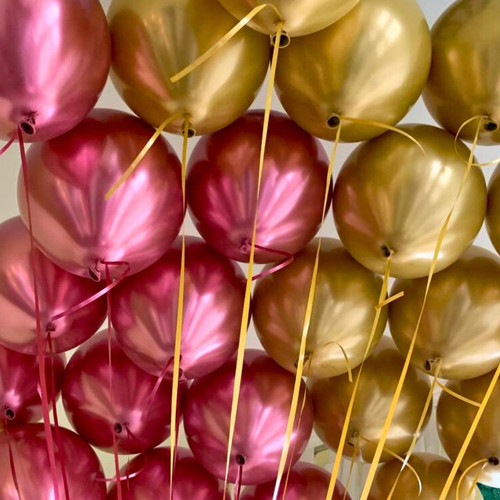 Gold and pink ceiling balloons |Guildford|Confetti Party