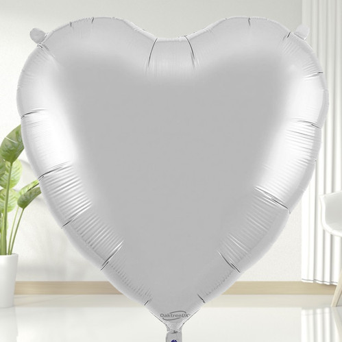 Silver Heart Balloon 18" | Confetti Party