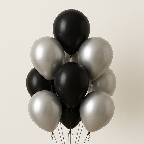 Black and Silver Balloon Bouquet |Guildford|Confetti Party