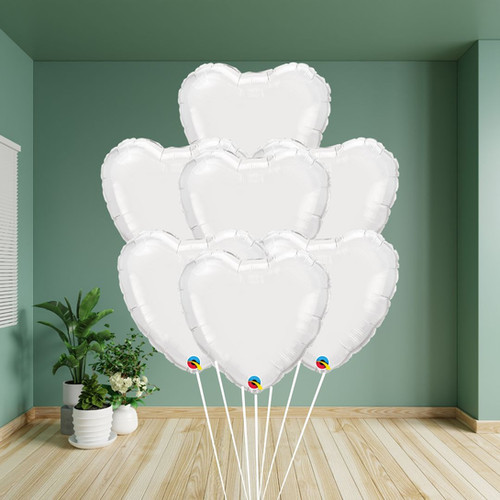 White heart balloons bouquet | Confetti Party
