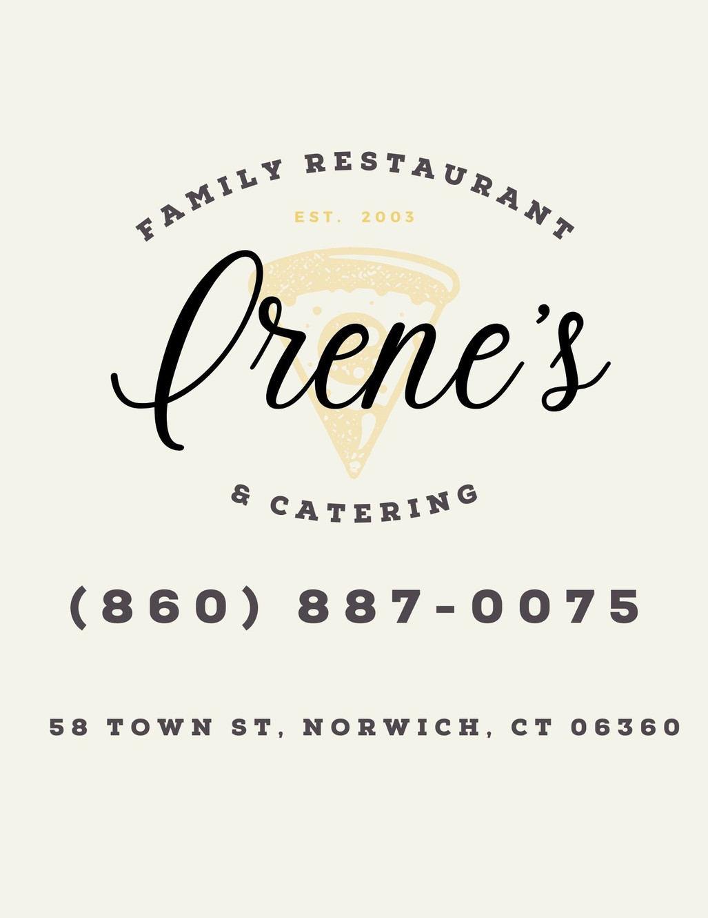 Irene's Menu | Irene’s