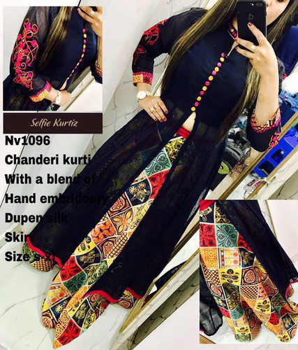 Chanderi Kurti with hand Embroidery | dreshare