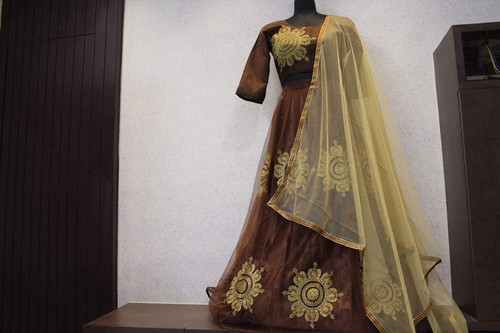 Banglori silk dark brown women lehenga | dreshare