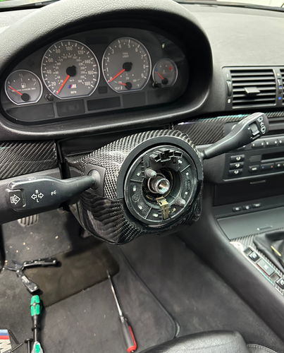 E46 Custom Carbon Fiber Steering Wheel Column Cover (Top&Bottom ...