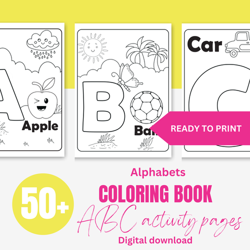 Alphabet Coloring Pages, Printable, Instant Download, Kids ABCs | Tashm ...