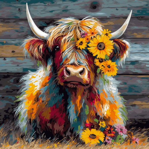 Sunflower Highland Cow | Uniquely Crafts, LLC