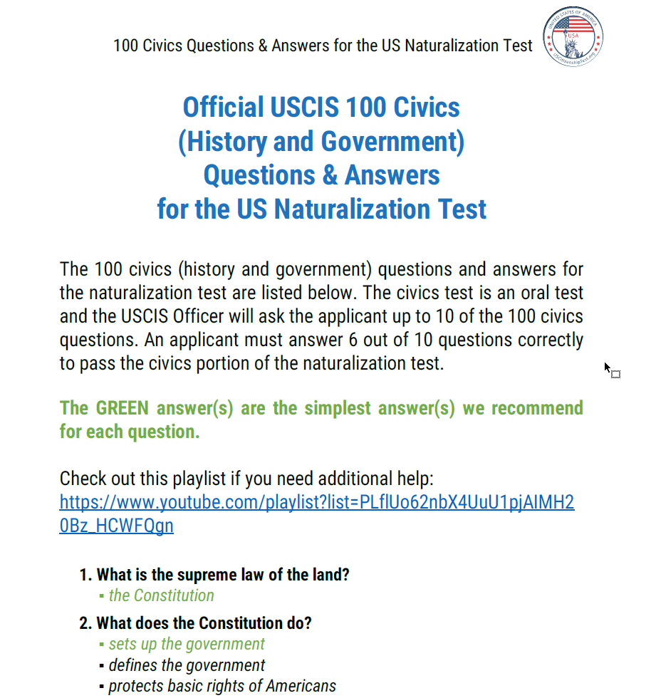 N-400 Study Materials | USCitizenshipTest