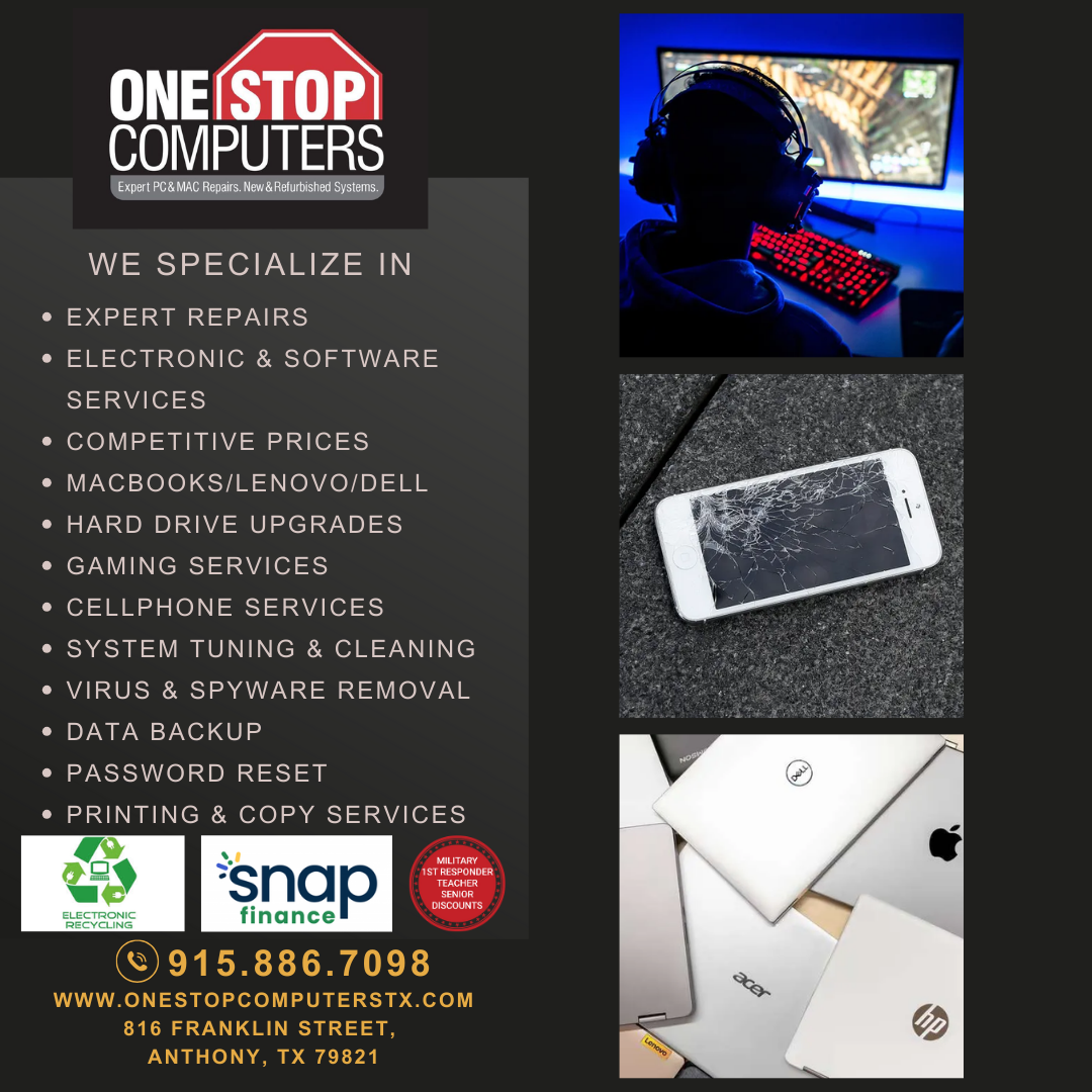 One Stop Computers | Town of Anthony, Tx