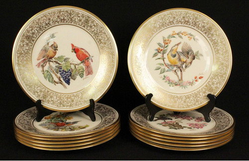 Set of 12 Lenox Porcelain Bird Plates | artcollectantiques