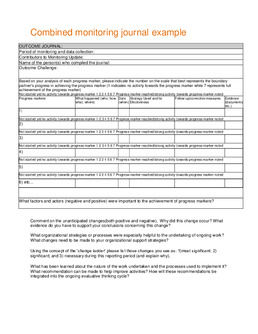 Example combined outcome and strategy journal | Outcome Mapping