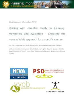 Dealing with complex reality in planning, monitoring and evaluation - Choosing the most suitable ...